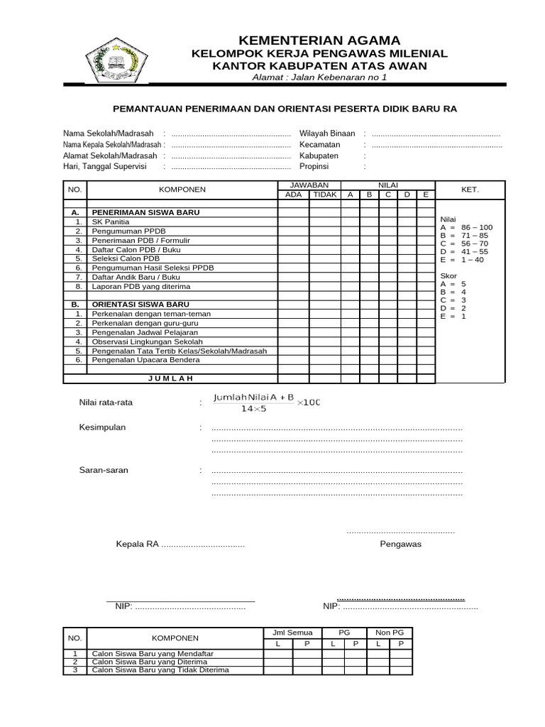 INSTRUMEN MONITORING PPDB | PDF