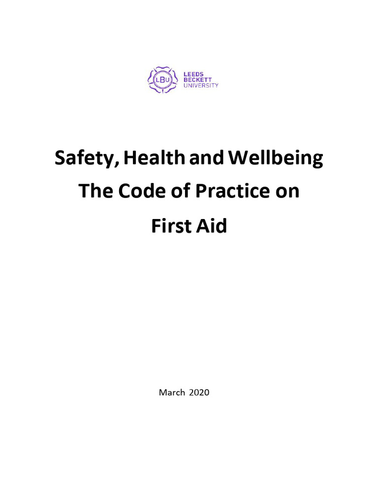 UPHS First Aid Code of Practice | PDF | First Aid | Occupational Safety ...
