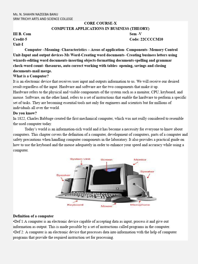 Unit-1 CAB.docx | PDF | Central Processing Unit | Computer Data Storage
