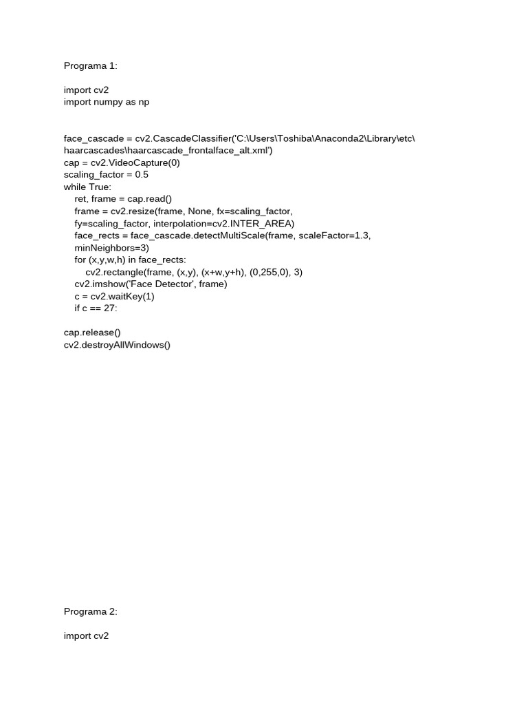 OpenCV Taller 2 | PDF