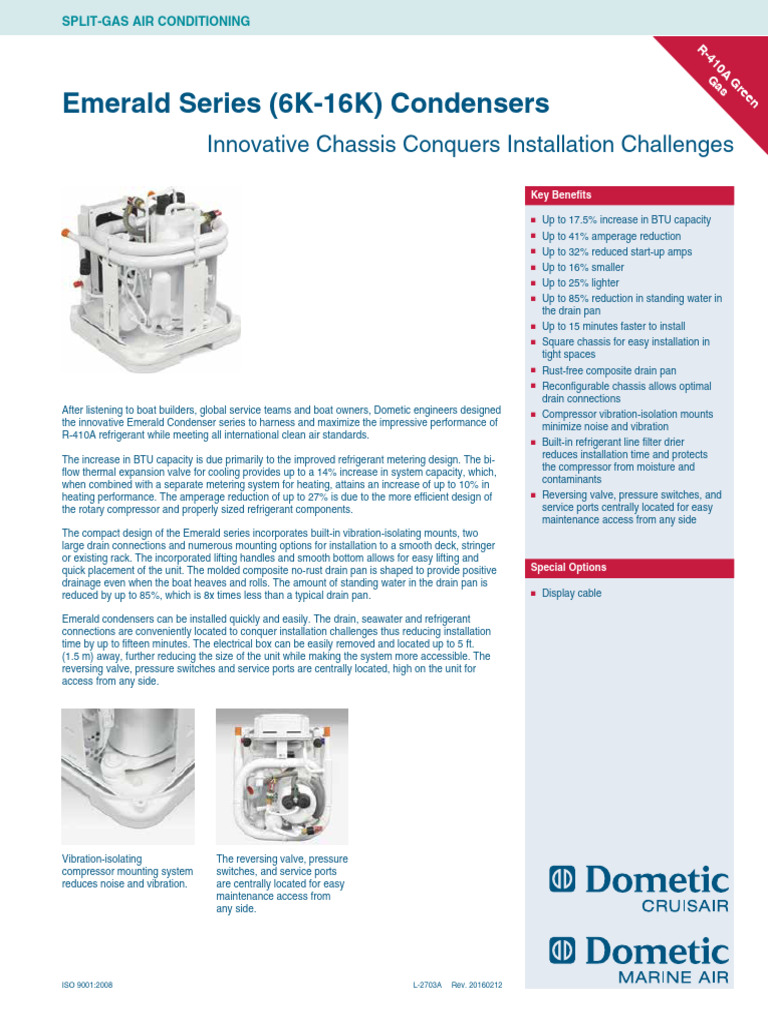 Emerald Small Condensers Specification Sheet | PDF | Manufactured Goods ...