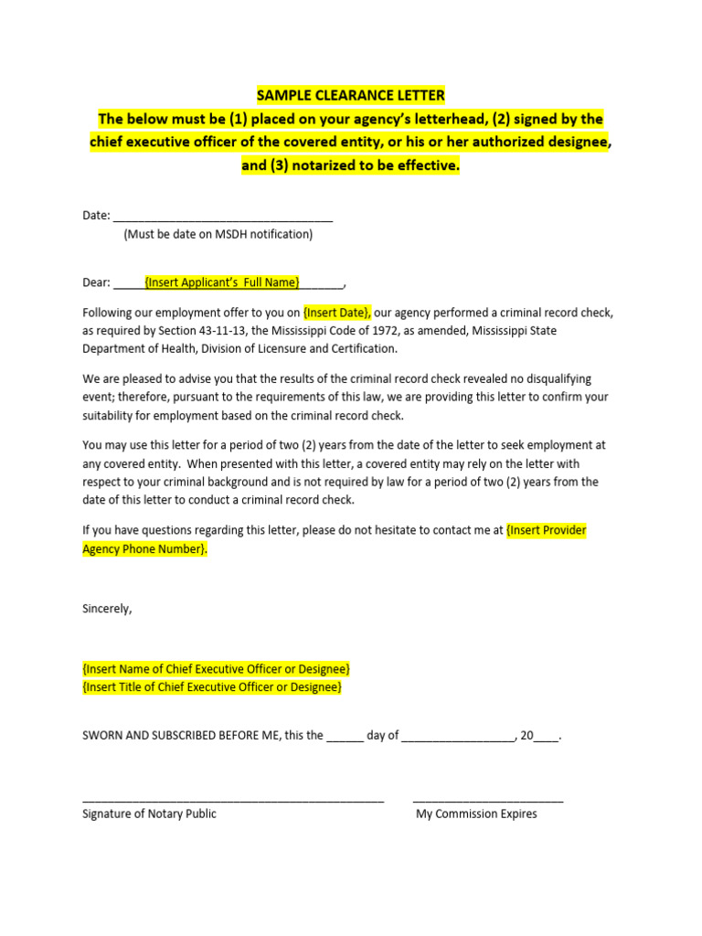 Employment Clearance Confirmation | PDF