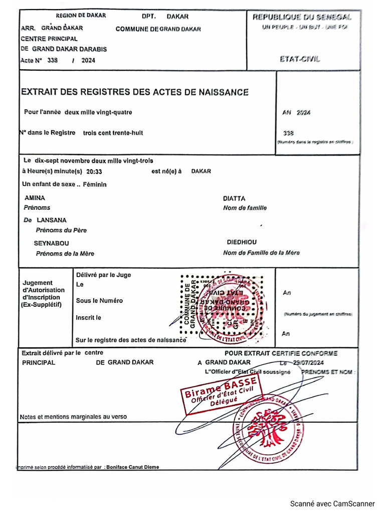 Extrait de Naissance-1 | PDF