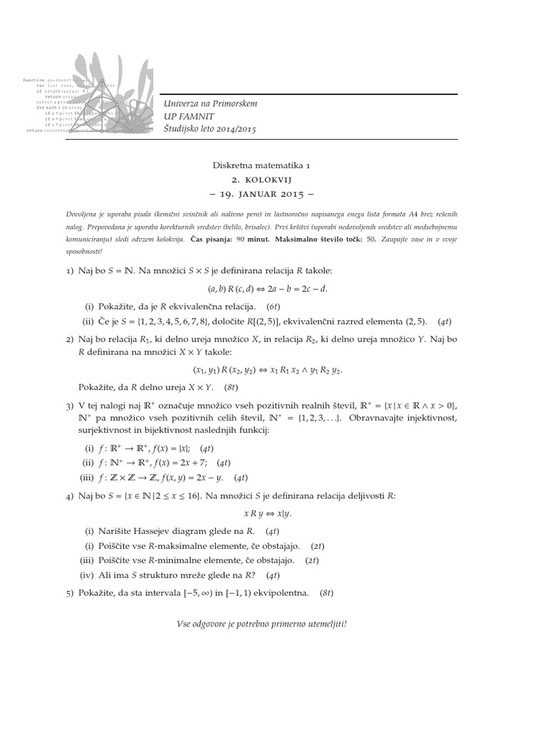 Diskretna Matematika 1 | PDF
