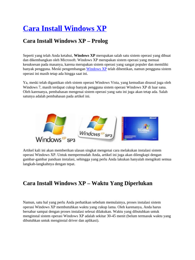 Cara Install Windows XP 2 | PDF