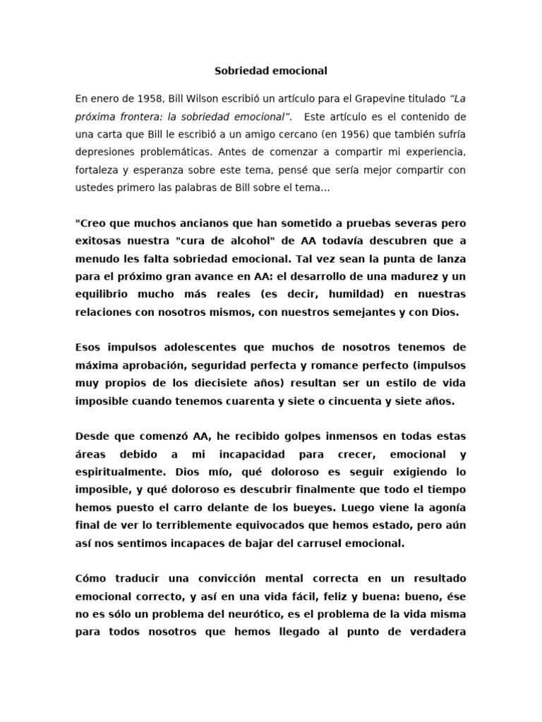 Sobriedad Emocional en AA | PDF | Amor | Las emociones