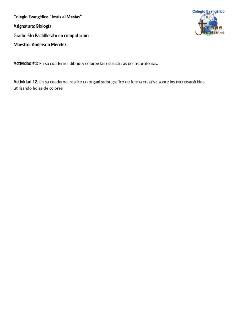 Hoja de Trabajo Biologia 5to Bach - 082031 | PDF