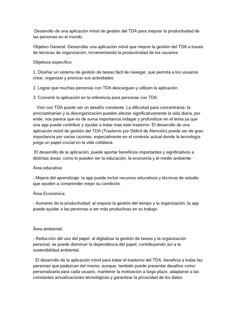 App TDA: Mejora Productividad y Gestión | PDF