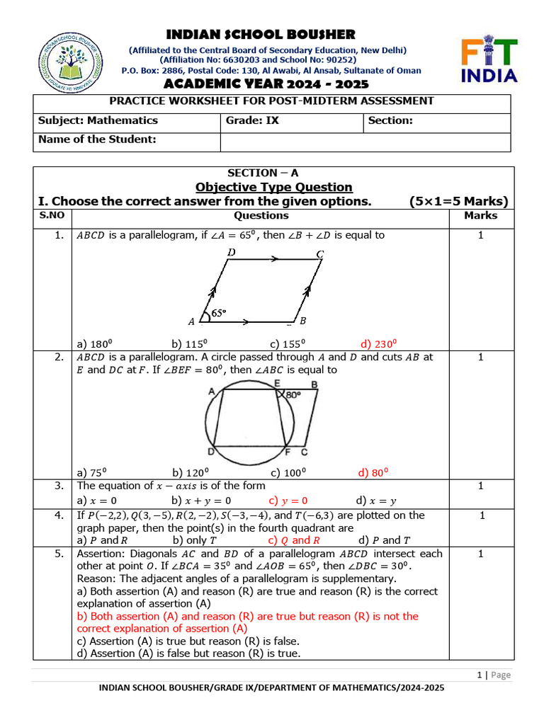 PRACTICE WORKSHEET_GRADE 9-MATH-POST-MIDTERM_ASSESSMENT_AY2024-25 -AK | PDF | Triangle | Circle