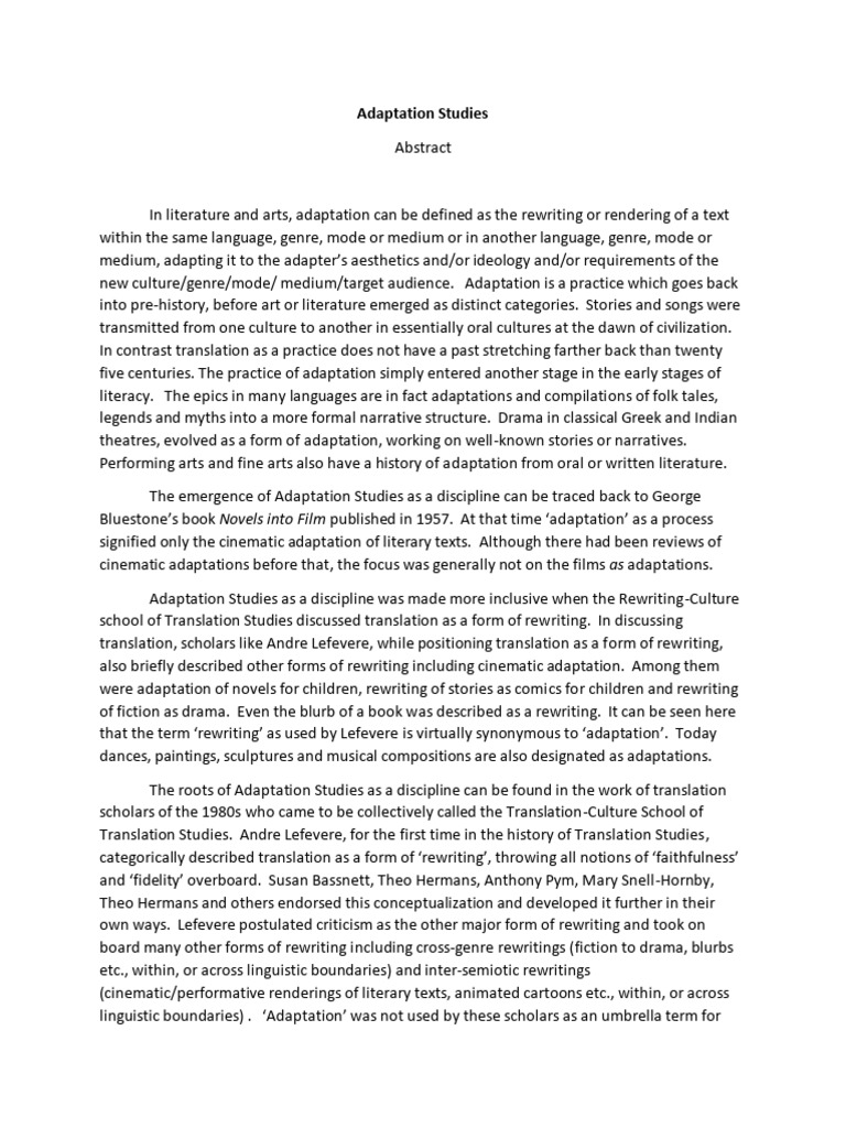 Adaptation_Studies (1) | PDF | Narrative | The Arts