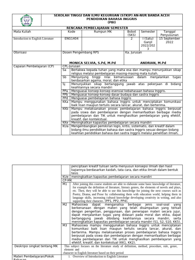 RPS Semester Ganjil | PDF