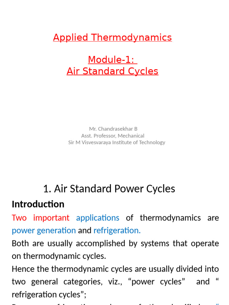 Module 1-Air Standard cycle | PDF | Diesel Engine | Gases