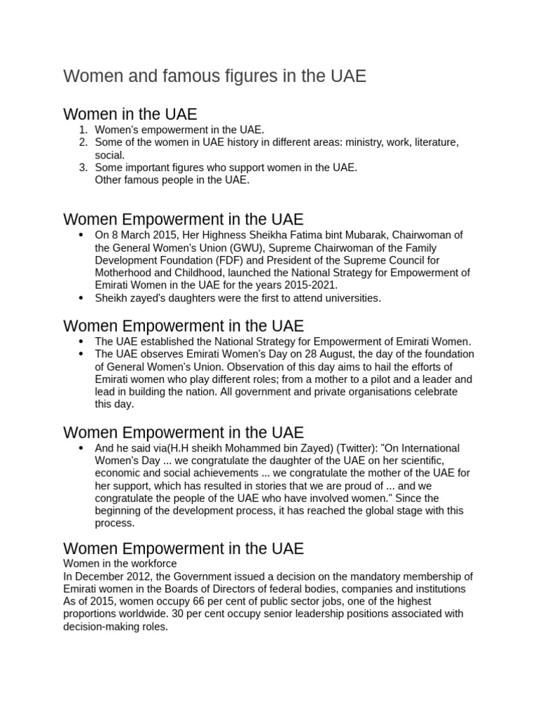 Women and Famous Figures in The UAE | PDF | United Arab Emirates