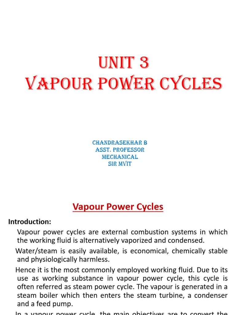 Understanding Vapour Power Cycles | PDF | Steam | Boiler