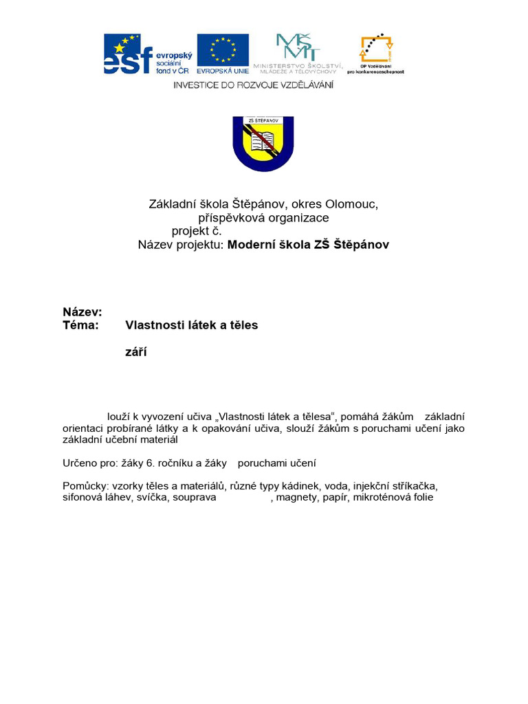 1 - Vlastnosti Látek A Těles | PDF
