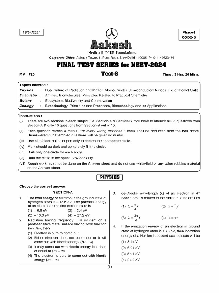 FTS 08 (B) (P1) - 16 04 2024 | PDF