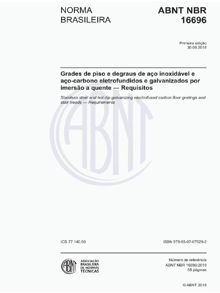 NBR 16696 - Grades de Piso 2018 | PDF