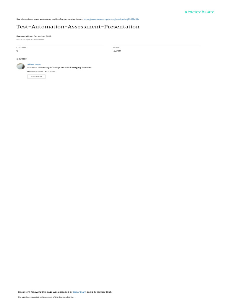 Test Automation Assessment Checklist | PDF | Software Testing | Focus Group