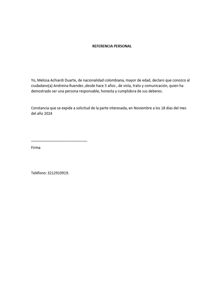 Constancia de Referencia Personal | PDF