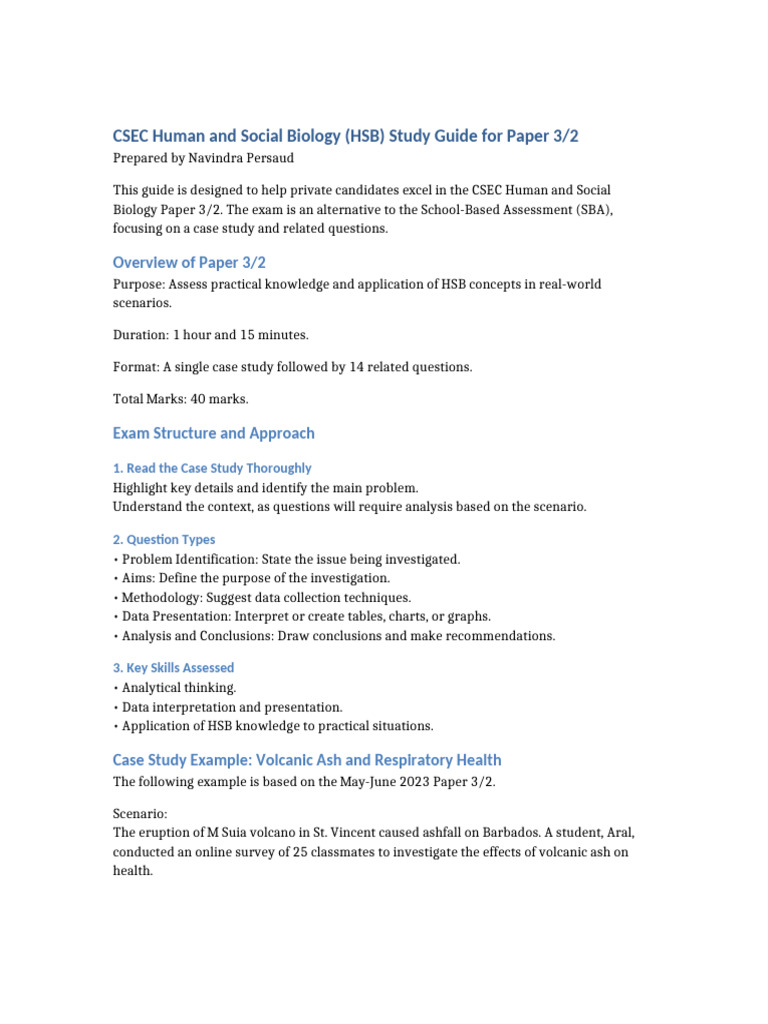 CSEC HSB Study Guide With Practice Questions | PDF | Respiratory System ...