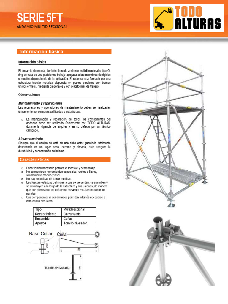 Andamio Multidireccional (Ficha Tecnica, Armado, Hoja de Vida y Certificado) . | PDF | Andamio ...