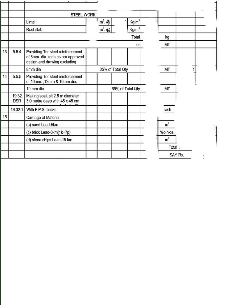 Septic Tank Estimate Steel Item | PDF