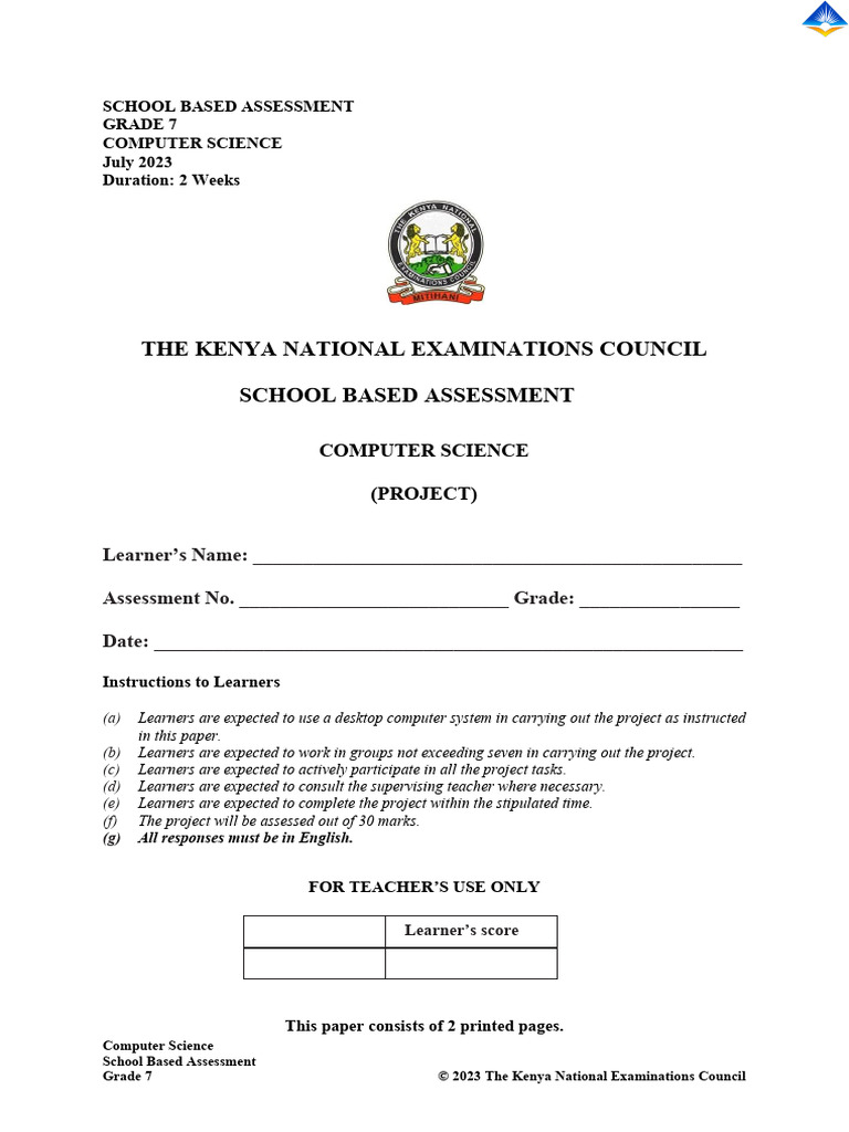 Grade 7 Computer Science Project | PDF | Computer File | Computing