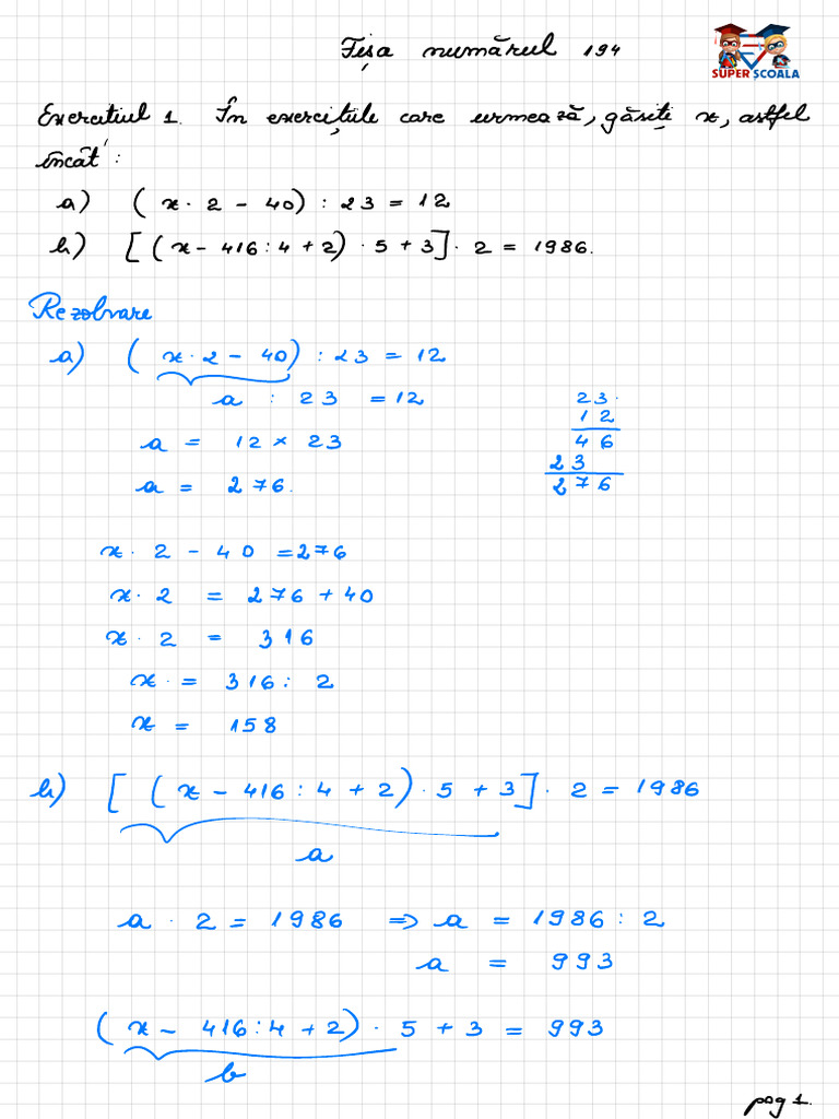 Fisa Mate 194 Rezolvare | PDF