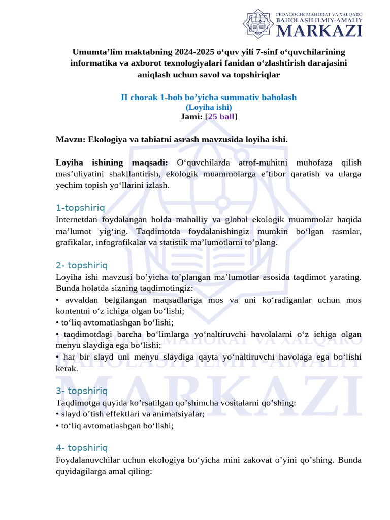 7 Sinf Informatika bsb-2 | PDF