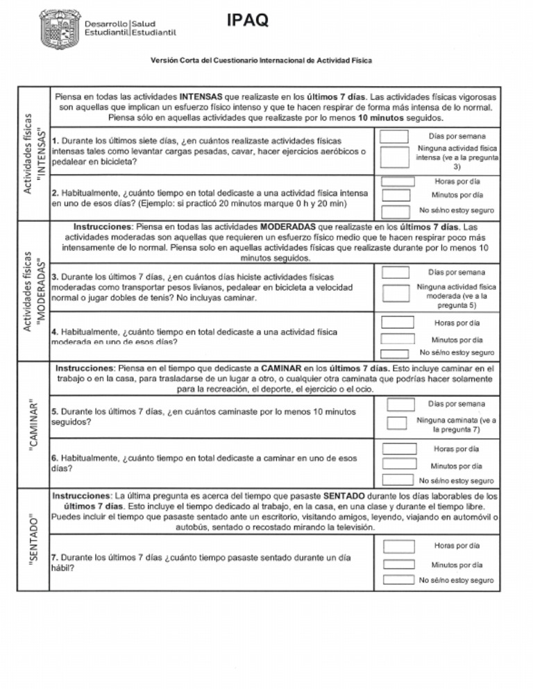 Cuestionario IPAQ | PDF