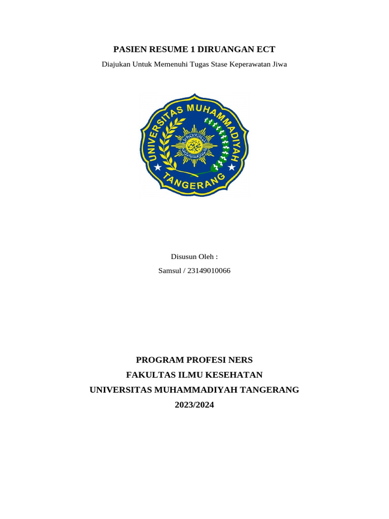 Resume Keperawatan Pasien ECT Ansietas | PDF