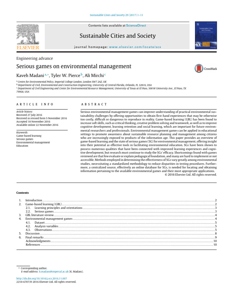 Serious Games On Environmental Management | PDF | Learning | Simulation