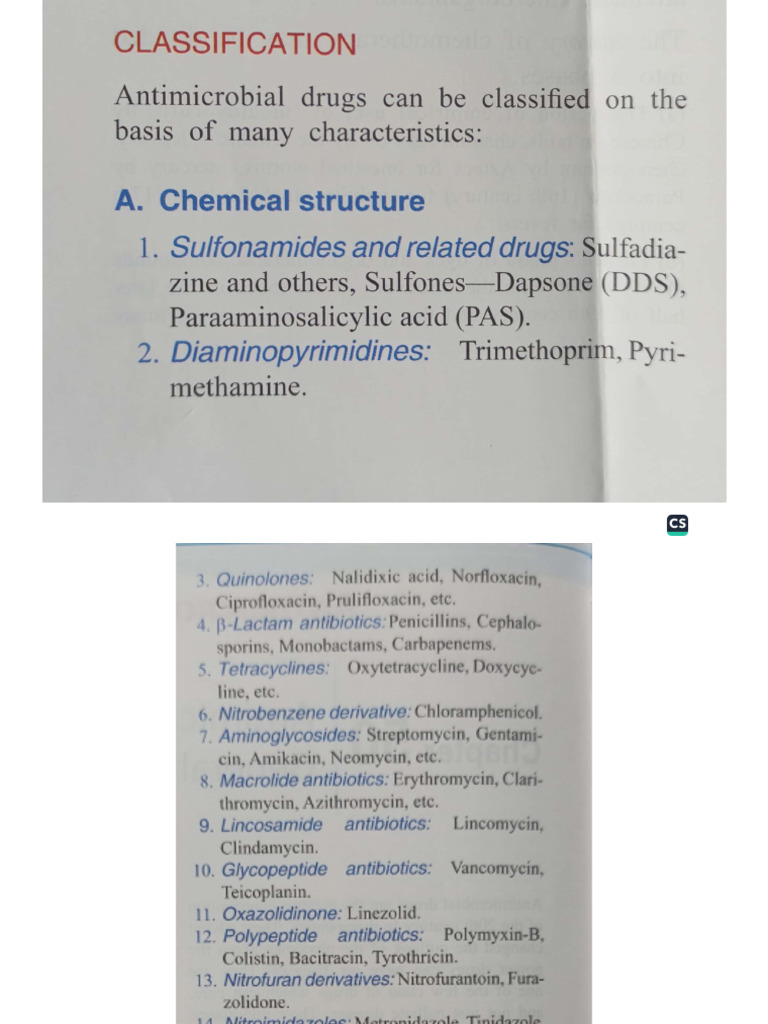 Classification of Antimicrobial Drugs | PDF