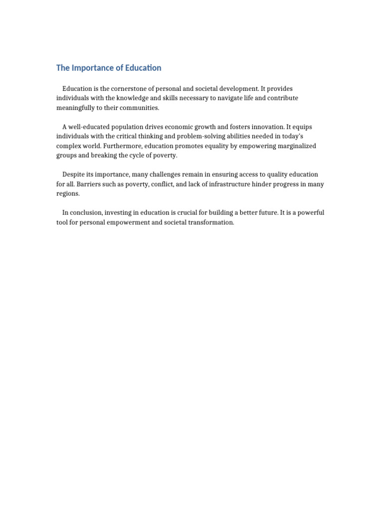 The Crucial Role of Education | PDF