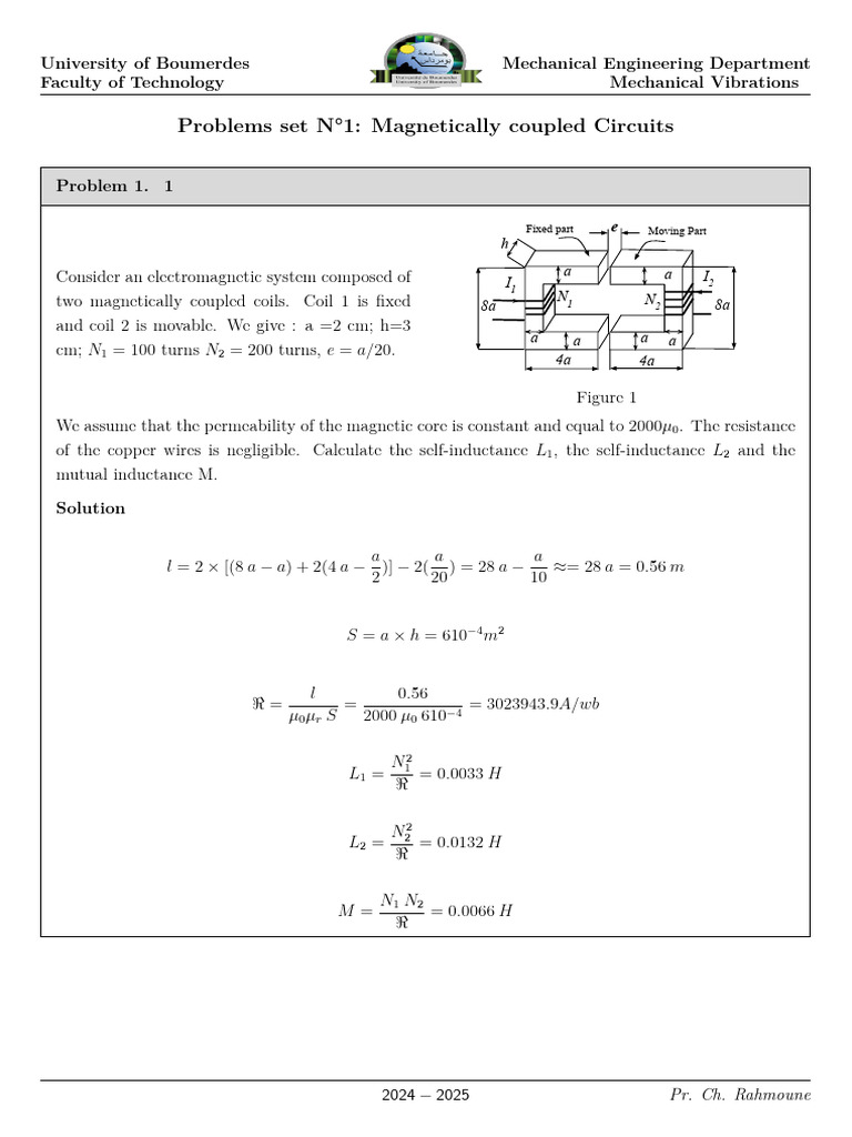 Solved Problems Set Magnetically Coupled Circuits | PDF | Inductance | Physical Phenomena