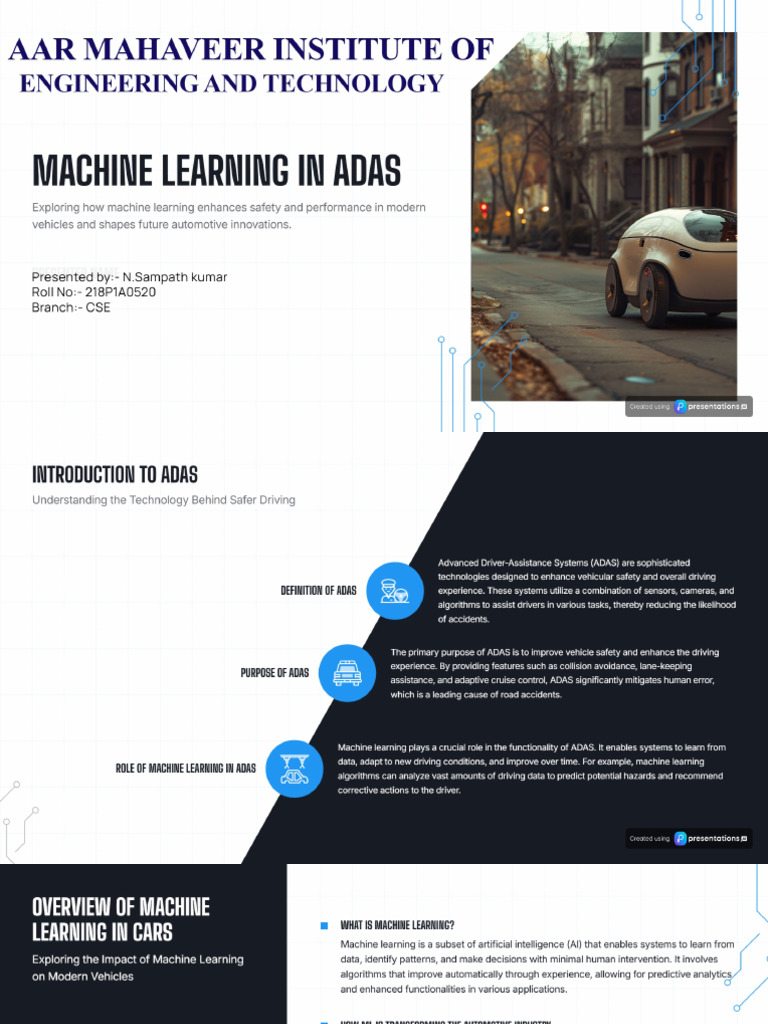 sampath ADAS Features in Cars Using Machine Learning | PDF