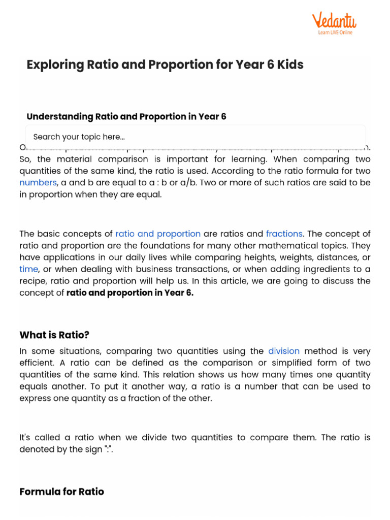 Exploring Ratio and Proportion For Year 6 Kids | PDF