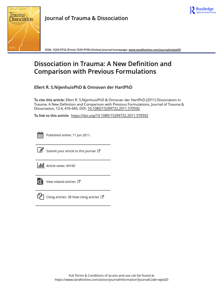 Dissociation in Trauma A New Definition and Comparison With Previous ...