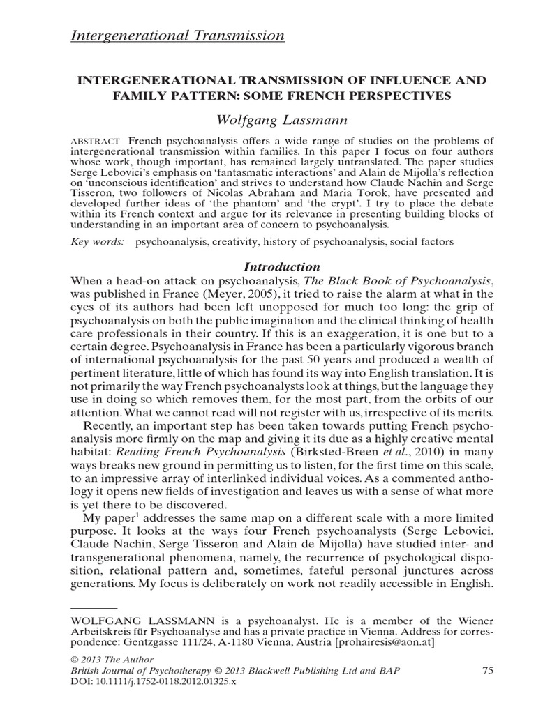 Lassmann - Intergenerational Transmision of Influence and Family ...