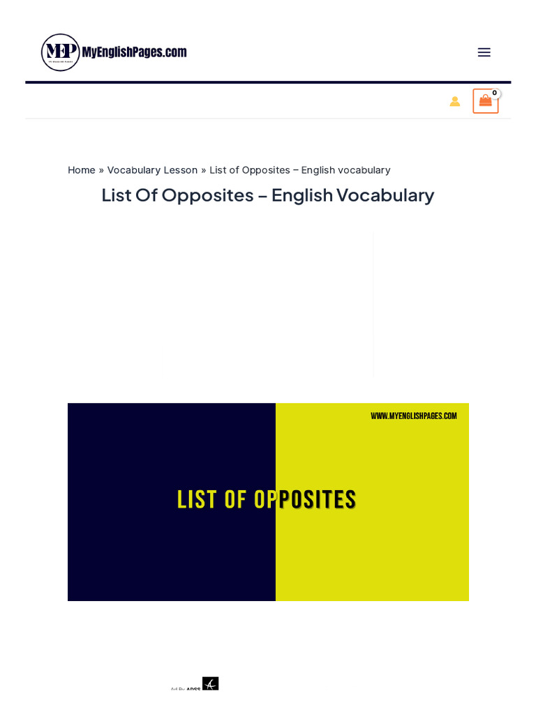List of Opposites - English Vocabulary - My English Pages | PDF ...