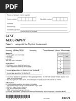 GCSE Geography Paper 1 Exam Guide | PDF | Valley | Glacier