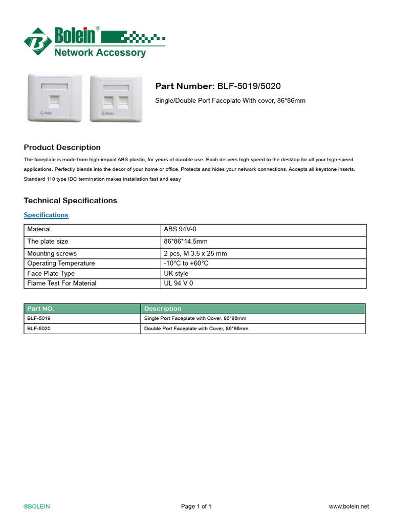 Faceplate With Cover 86x86 Type | PDF