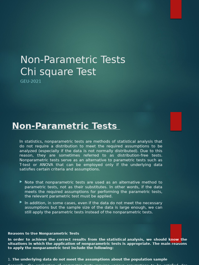 Non-Parametric Tests Overview | PDF | Statistical Hypothesis Testing ...