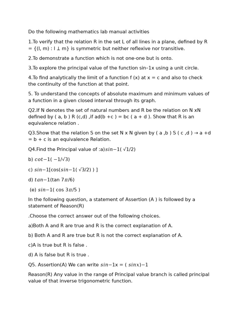 Summer Vacation Holiday Homework 2024 Class XII | PDF | Function (Mathematics) | Trigonometric ...