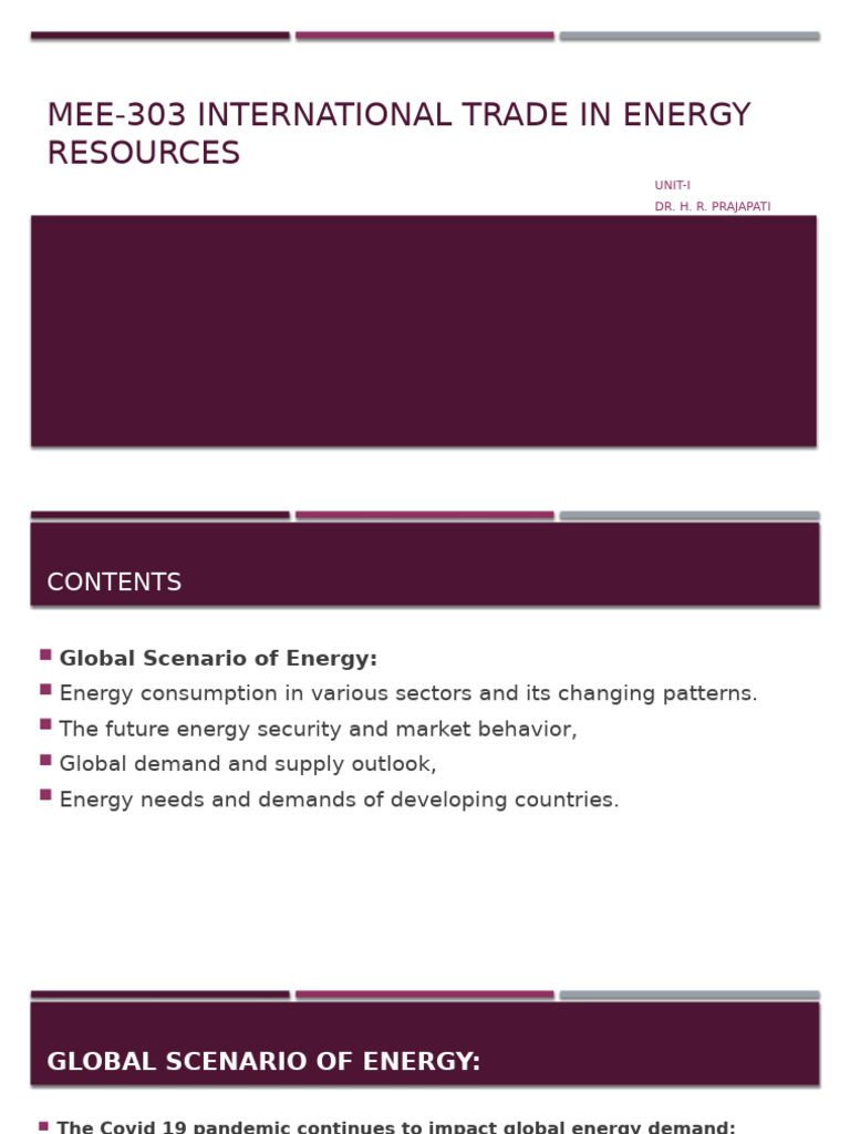 MEE-303 Unit-I International Trade in Energy Resources | PDF ...