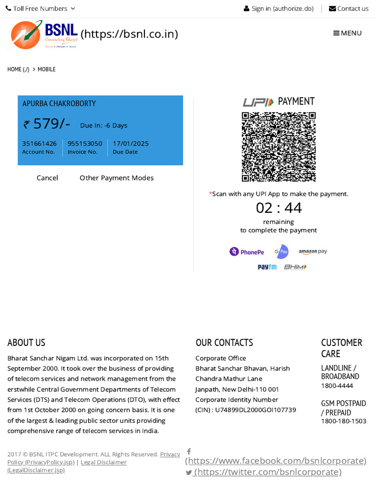Mobile _ postpaid BSNL bill @ 9432611287 | PDF