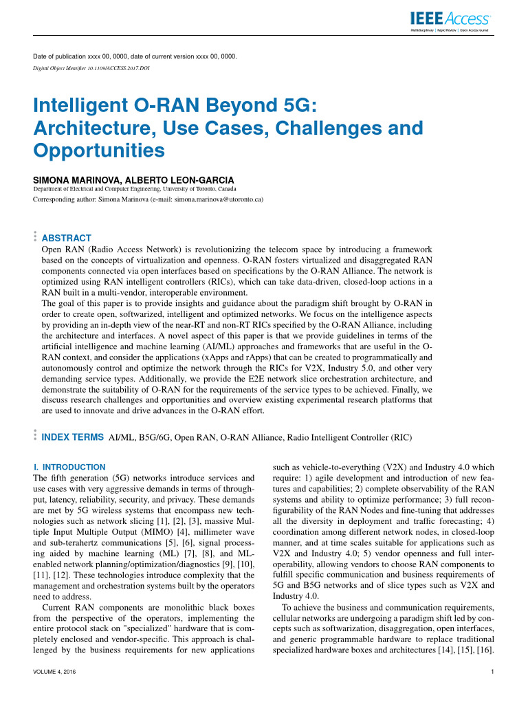 Intelligent_O-RAN_Beyond_5G_Architecture_Use_Cases | PDF | Computing | Telecommunications