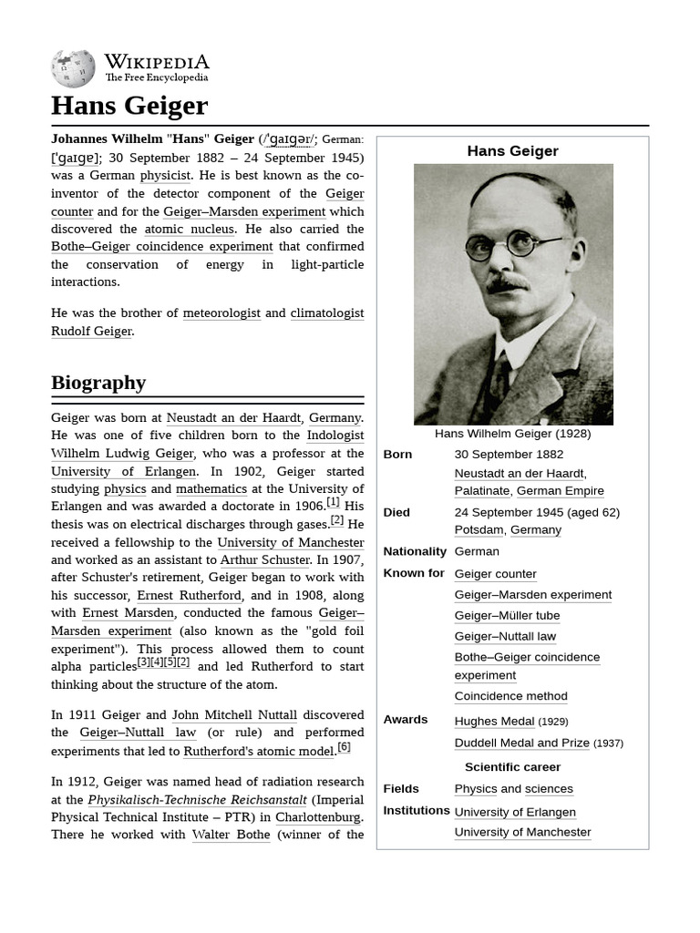 Hans_Geiger | PDF | Nuclear Physics | Radioactivity