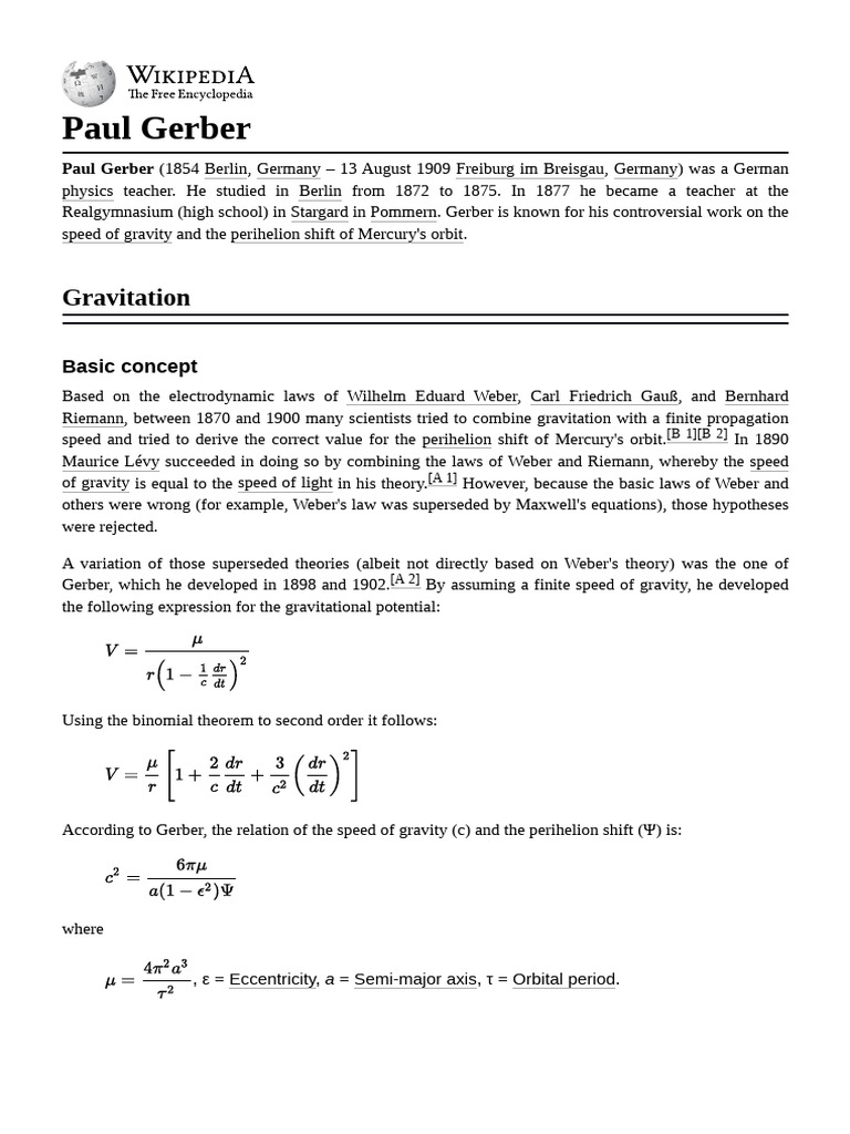 Paul_Gerber | PDF | Theory Of Relativity | Theoretical Physics