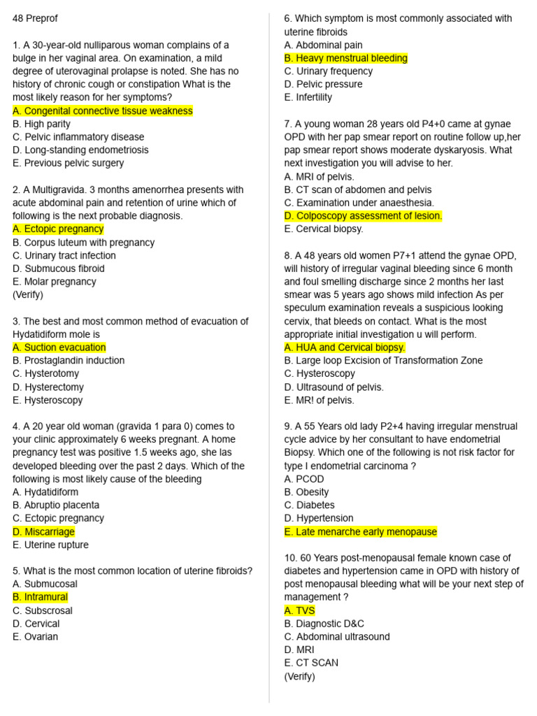 Gynae-Obs Preprof and Prof 39 to 48 | PDF | Childbirth | Menstrual Cycle